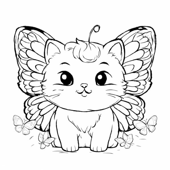 Download Cute Cat with Butterfly Wings Coloring pages Online - Creative ...
