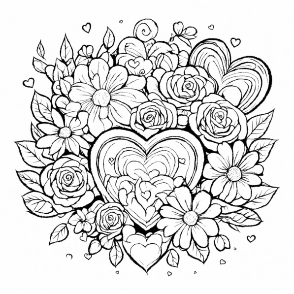 Download Intricate Floral Heart Design Coloring pages Online - Creative ...