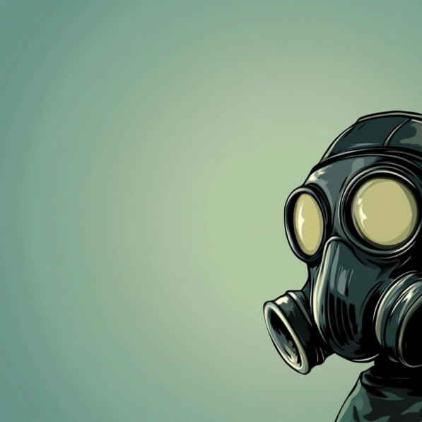 Download Stylized Gas Mask on Soft Green Background Backgrounds Online ...