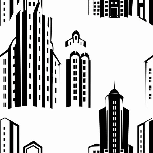 Download Stylized Black and White Buildings Pattern Patterns Online ...