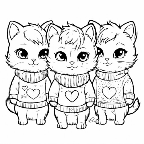 Download Two Cute Kittens Playing with a Ball of Yarn Coloring pages ...
