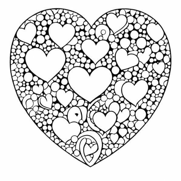 Download Heart Design with Doodles Coloring pages Online - Creative Fabrica