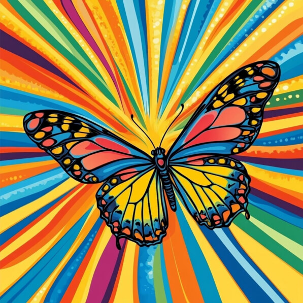 Baixe Borboleta Colorida com Fundo Radiante Backgrounds - Creative Fabrica