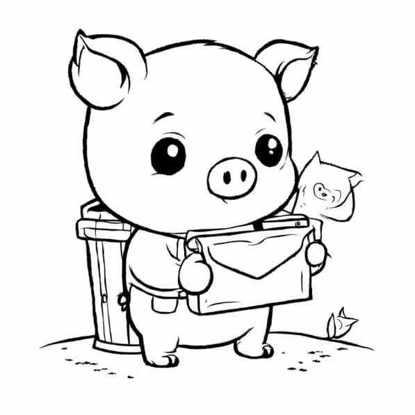 Download Cute Cartoon Pig Delivering Mail Coloring pages Online ...
