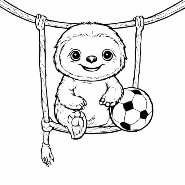 Download Cute Cartoon Sloth with Soccer Ball Coloring pages Online ...