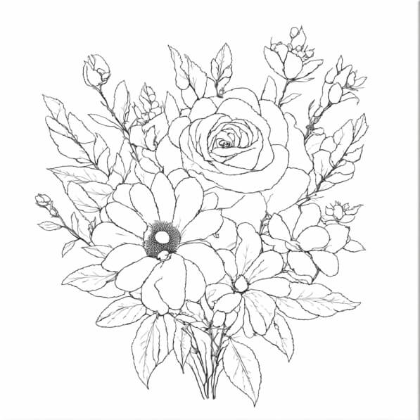 Download Floral Line Drawing Coloring pages Online - Creative Fabrica