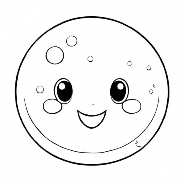 Download Smiling Cartoon Moon Coloring pages Online - Creative Fabrica