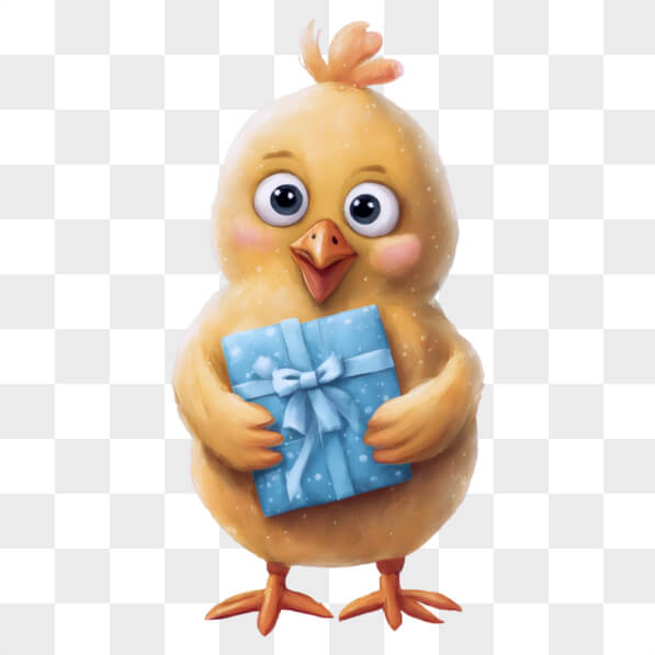 Descarga Pollito de dibujos animados lindo sosteniendo un regalo ...