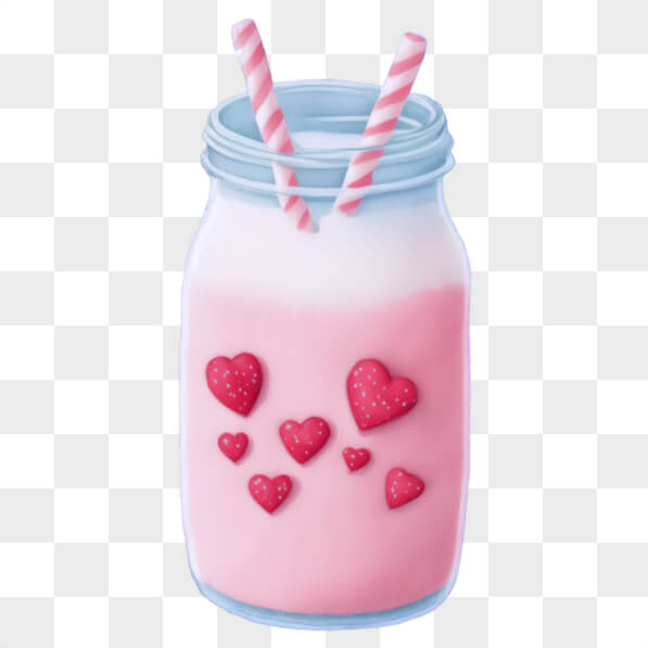 Download Cute Pink Drink in Mason Jar Cartoons Online - Creative Fabrica