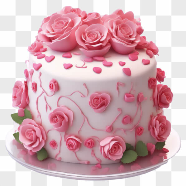Download Elegant Pink Rose Cake Cartoons Online - Creative Fabrica