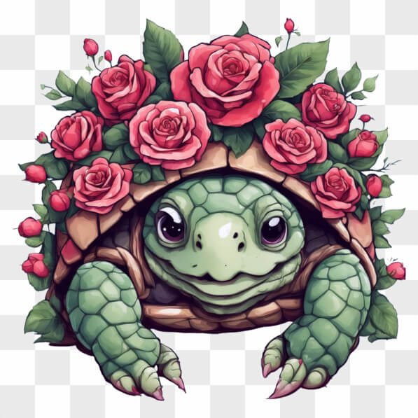 Download Turtle with Roses Cartoons Online - Creative Fabrica