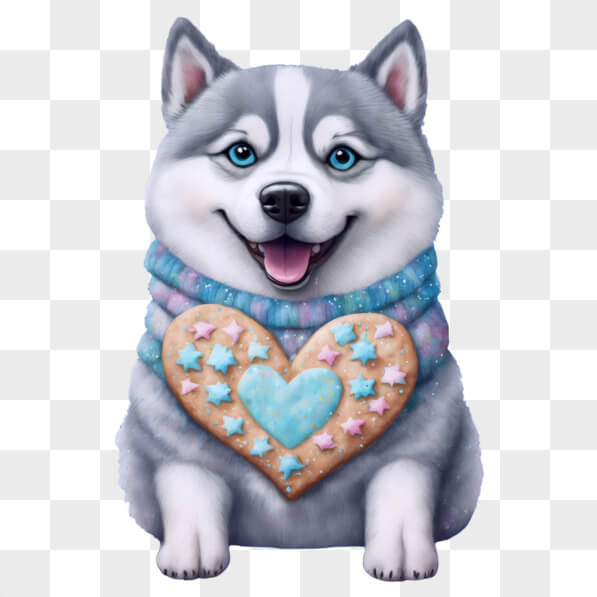 Download Cheerful Siberian Husky with Heart-Shaped Cookie Cartoons ...