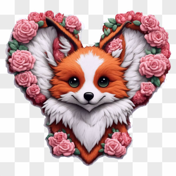 Download Cute Fox with Roses Cartoons Online - Creative Fabrica