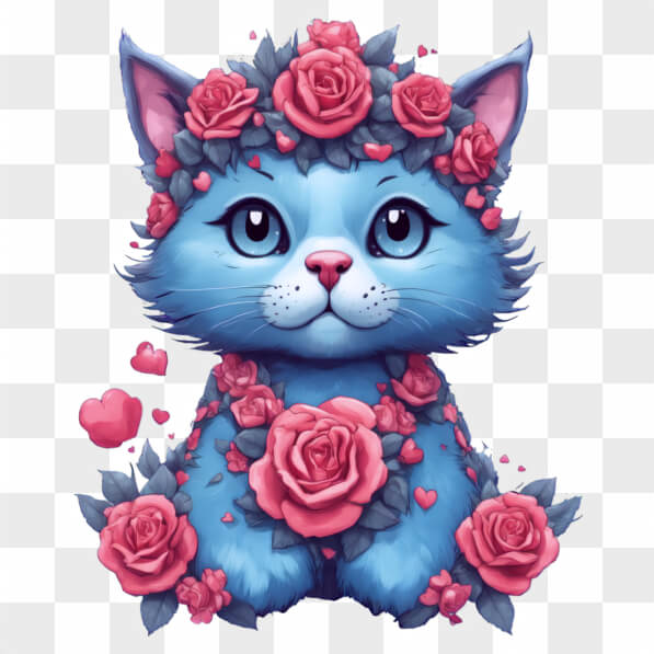 Descarga Gato Azul Bonito con Rosas y Corazones Cartoons En Línea ...