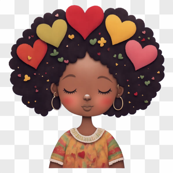Download Stylized illustration of a girl with heart-themed hair ...