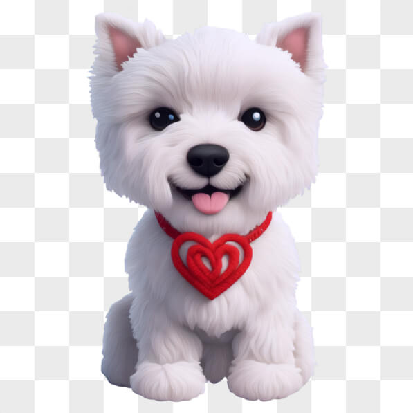 Descarga Perro blanco de dibujos animados lindo con collar de corazón ...