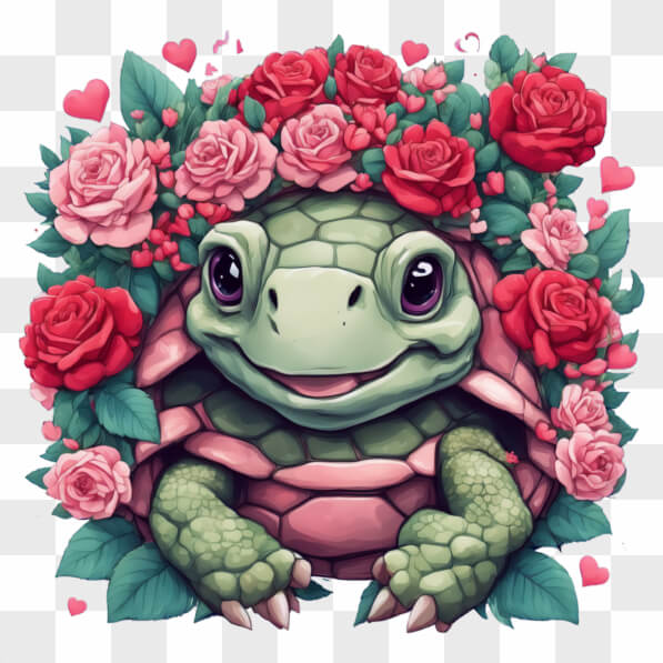 Download Happy Turtle Surrounded by Roses Cartoons Online - Creative ...