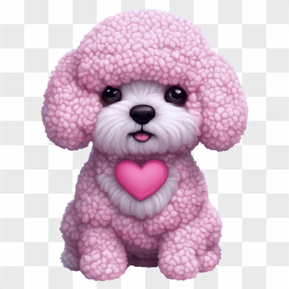 Download Cute Pink Fluffy Dog with Heart Tag Cartoons Online - Creative ...