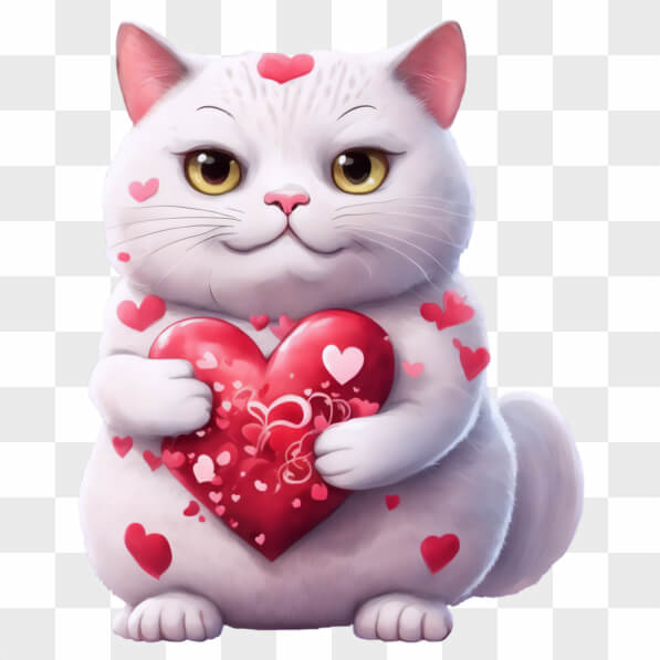 Download Cute Cartoon Cat Holding a Heart Cartoons Online - Creative ...