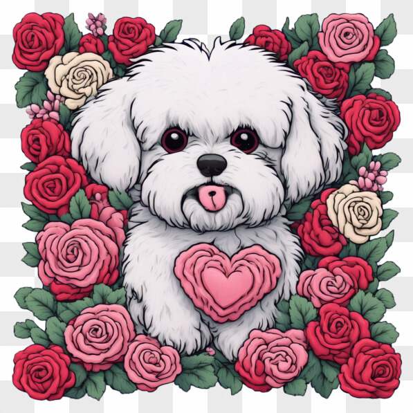 Descarga Perro blanco y esponjoso rodeado de rosas Cartoons En Línea ...