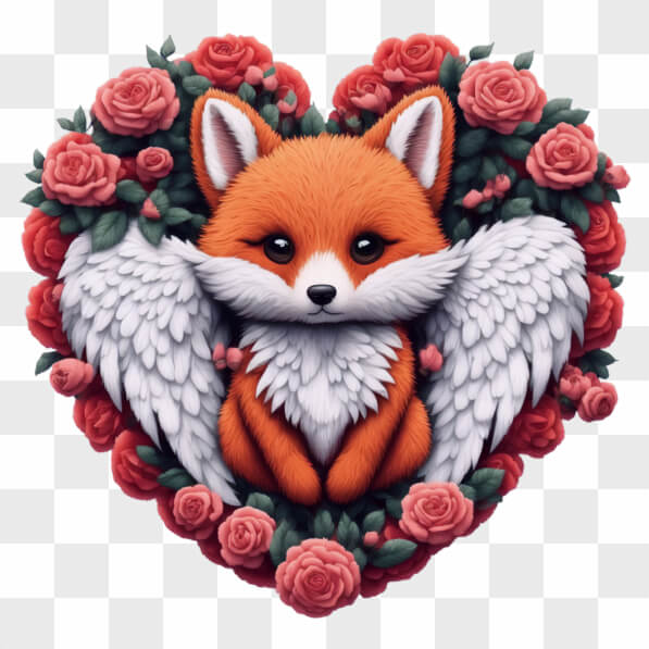 Download Adorable Fox with Wings Surrounded by Roses Cartoons Online ...