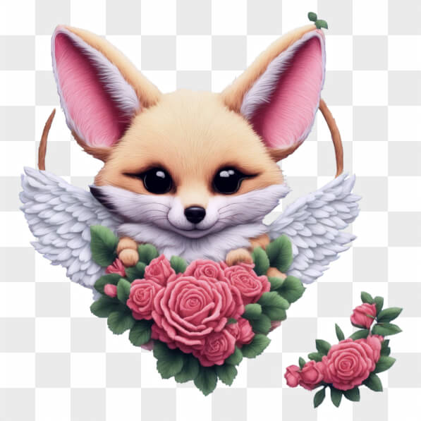 Download Cute Fox with Roses and Angel Wings Cartoons Online - Creative ...