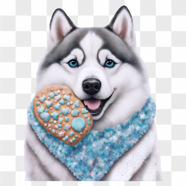 Télécharger Husky sibérien joyeux avec un cookie Dessins animés En ...