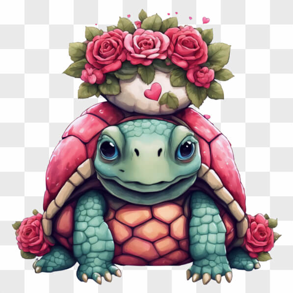 Download Cute Turtle with Roses and Hearts Cartoons Online - Creative ...