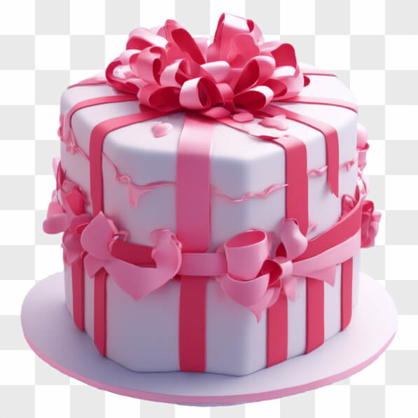 Download Elegant Gift Box Cake with Pink Decorations Cartoons Online ...