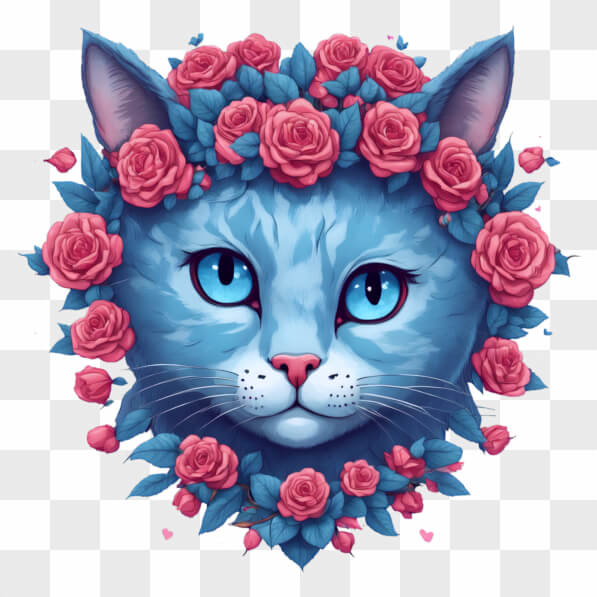 Descarga Gato Azul Estilizado con Rosas Cartoons En Línea - Creative ...