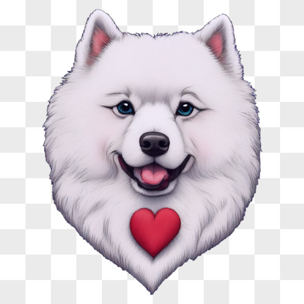 Download Stylized Samoyed Dog Illustration with Heart Cartoons Online ...