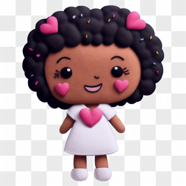 Descarga Personaje animado lindo con cabello rizado y corazones ...