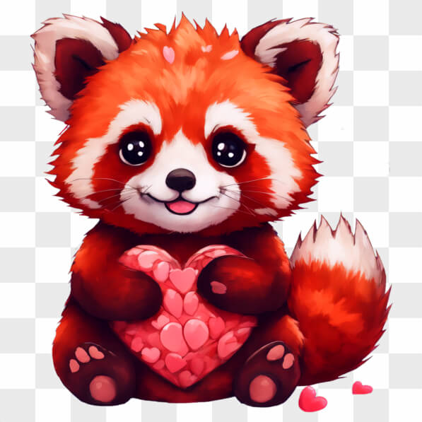 Descarga Panda Rojo Kawaii Sosteniendo un Corazón Kawaii En Línea ...
