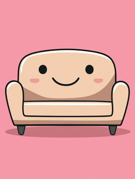 Download Cute Cartoon Sofa with Smile Backgrounds Online - Creative Fabrica