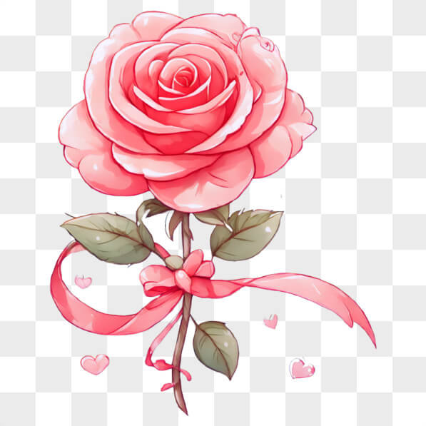 Download Kawaii Pink Rose with Hearts Kawaii Online - Creative Fabrica