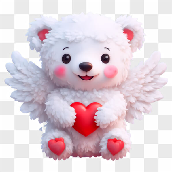 Descarga Oso Kawaii con Alas de Ángel Sosteniendo un Corazón Kawaii En ...