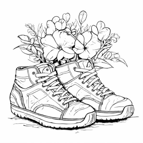 Download High-Top Sneakers with Flowers Coloring pages Online ...