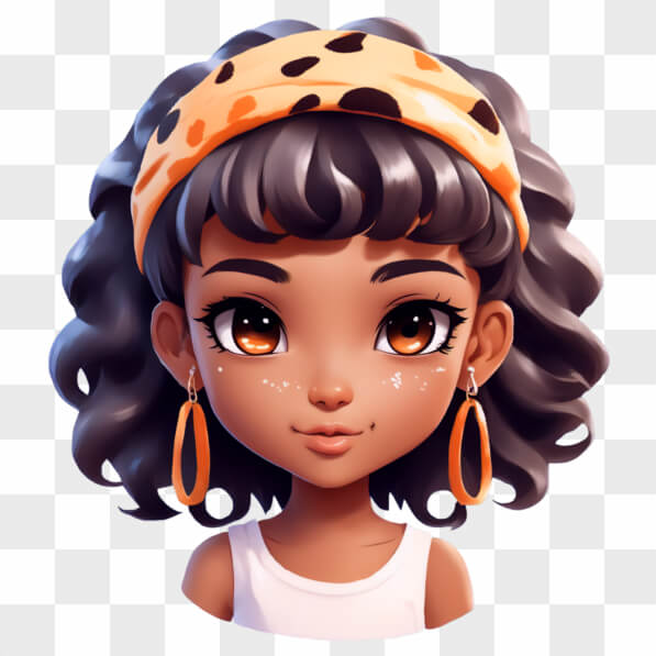 Download Kawaii Character with Curly Hair and Orange Accessories Kawaii ...