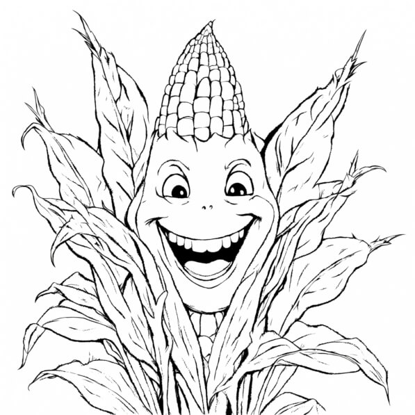 Download Happy Corn Character Coloring pages Online - Creative Fabrica