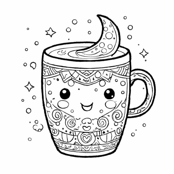 Download Smiling Mug Illustration Coloring pages Online - Creative Fabrica