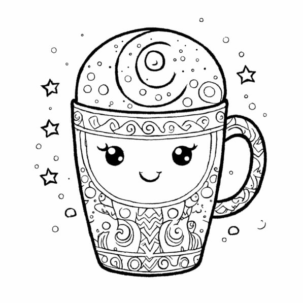 Download Cute Decorative Mug Illustration Coloring pages Online ...