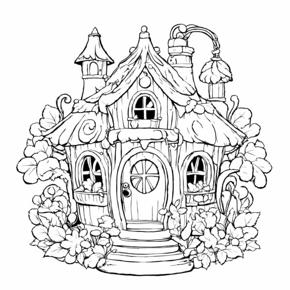 Download Whimsical Fairy Tale House Coloring pages Online - Creative ...