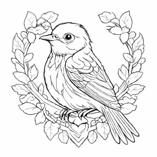 Download Intricate Line Drawing of a Bird Coloring pages Online ...