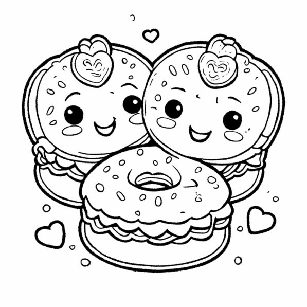 Descarga Donuts de dibujos animados felices Páginas para colorear En ...