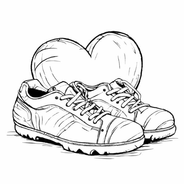 Download Athletic Shoes with Heart Shape Coloring pages Online ...