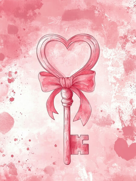 Download Heart-Shaped Key with Bow on Pink Background Backgrounds ...