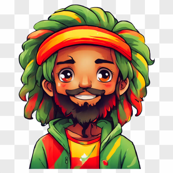Download Kawaii Cartoon Character with Rasta Hair and Bright Smile ...
