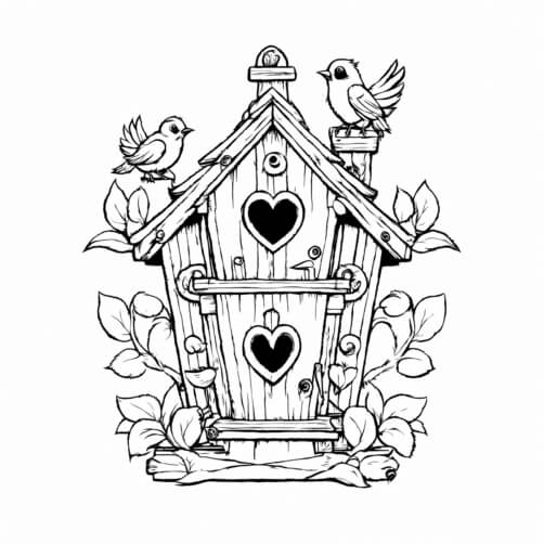 Download Kleurplaat Van Een Vogelhuisje Met Vogel Kleurplaten Online Op