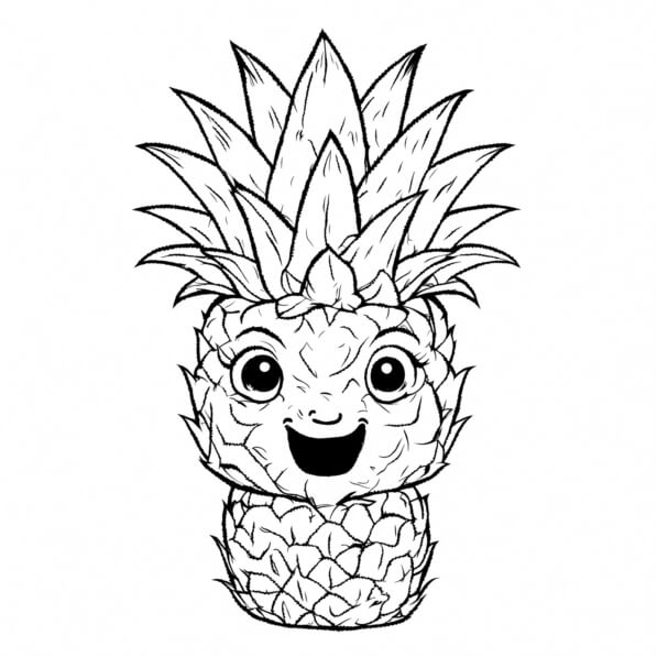 Download Cute Cartoon Pineapple Illustration Coloring pages Online ...