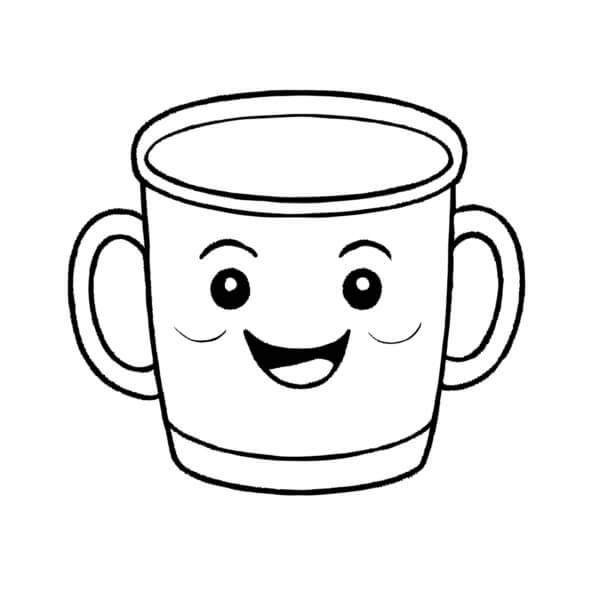 Download Happy Cartoon Mug Coloring pages Online - Creative Fabrica
